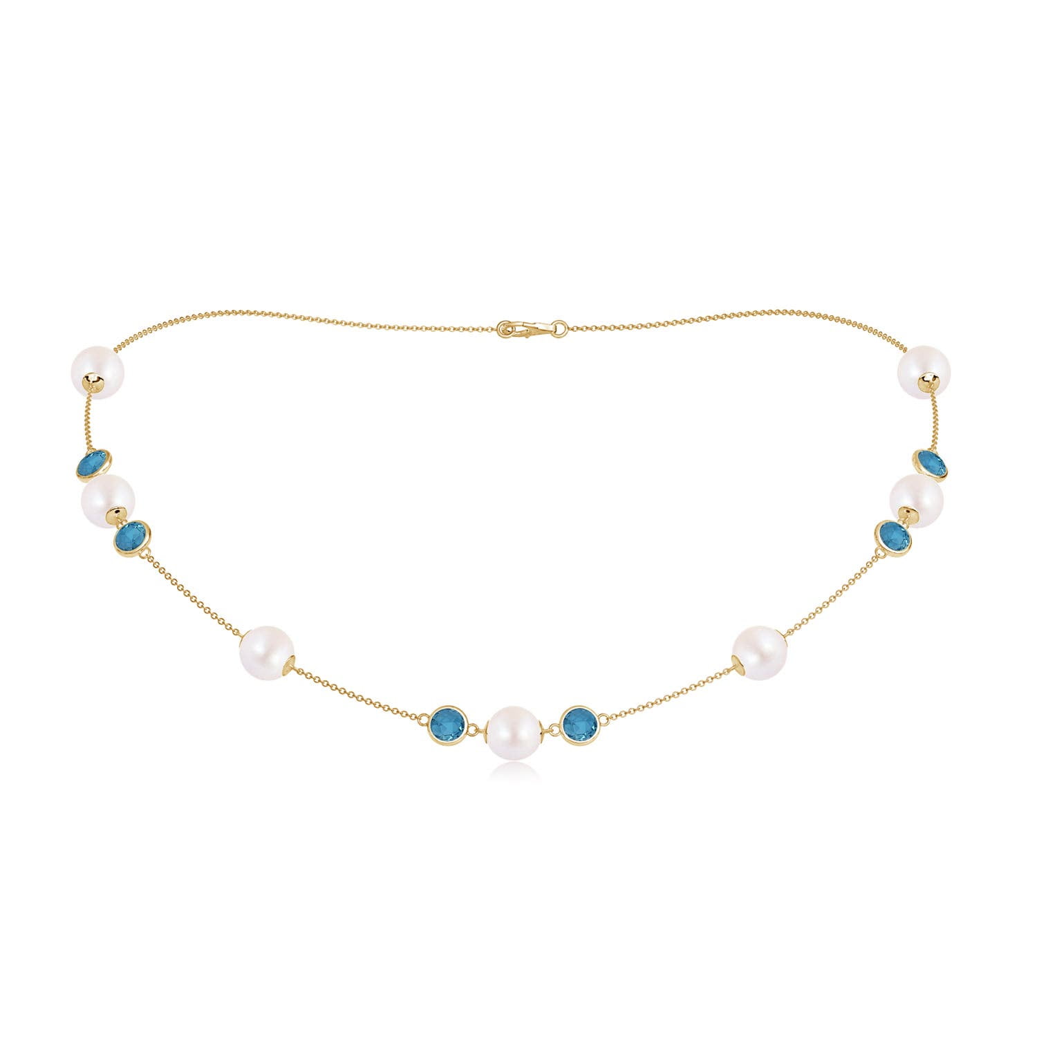 ANGARA 16" Japanese Akoya Cultured Pearl & London Blue Topaz Station ...