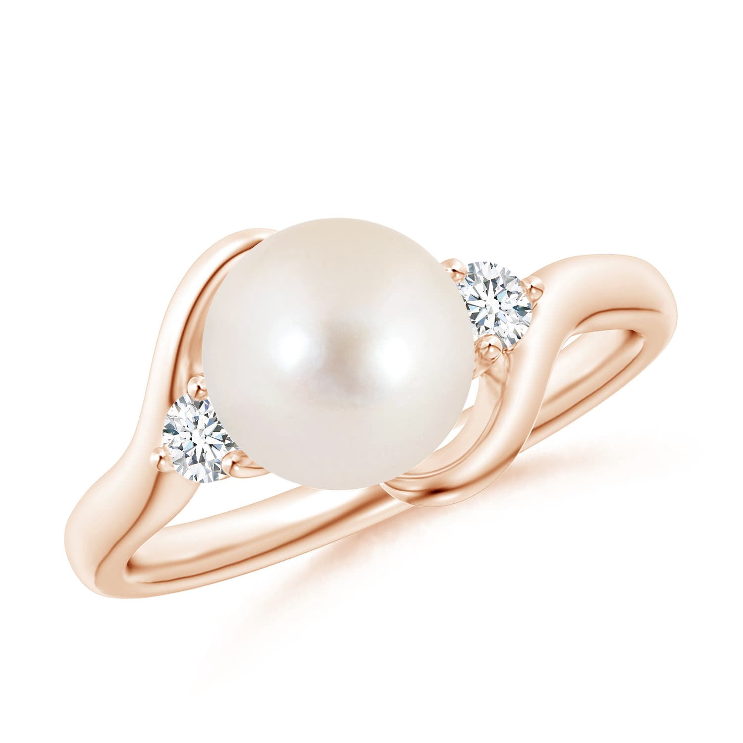 ANGARA Classic Freshwater Cultured Pearl Bypass Ring in 14K Rose Gold ...