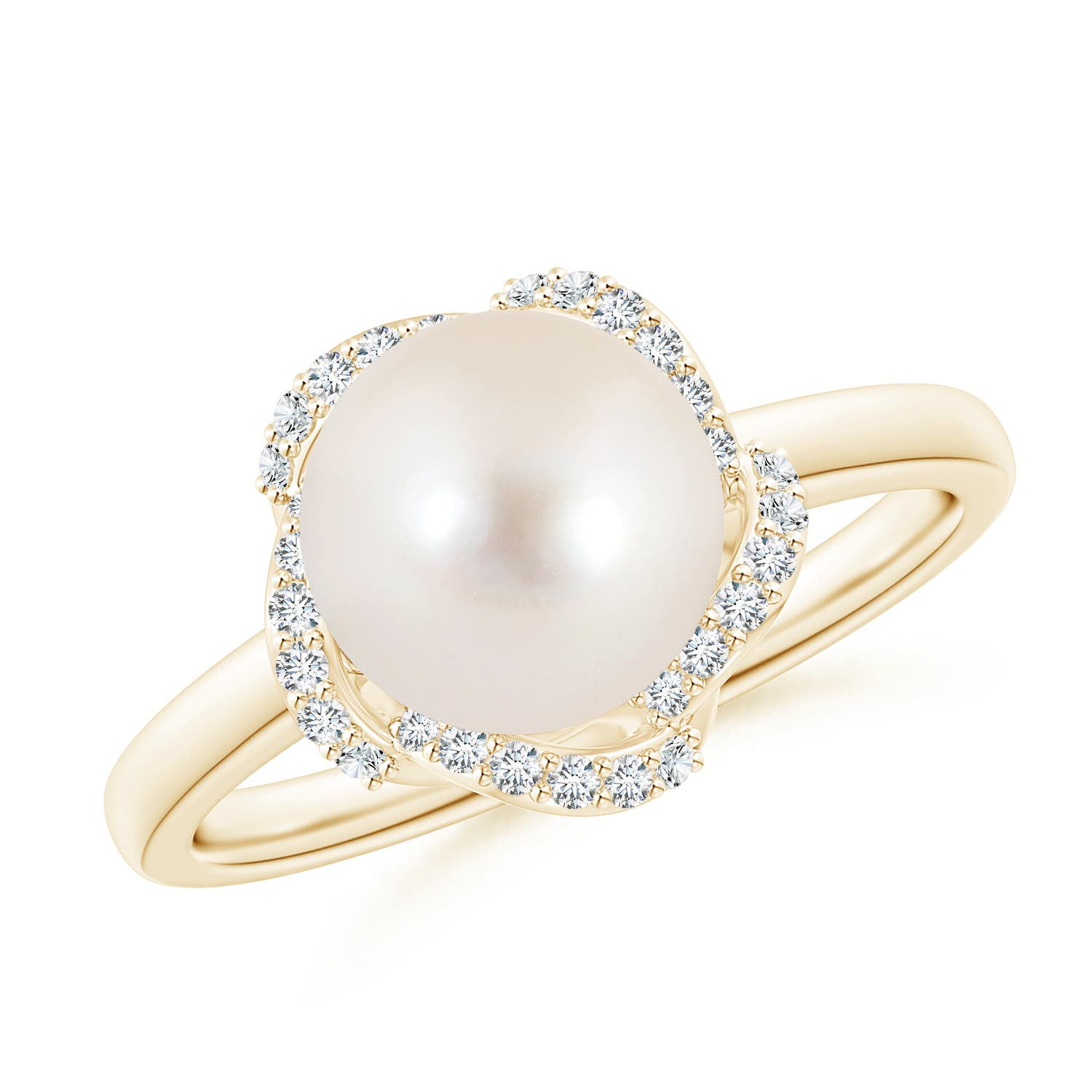 ANGARA Freshwater Cultured Pearl Overlapping Halo Ring in 14K Yellow ...