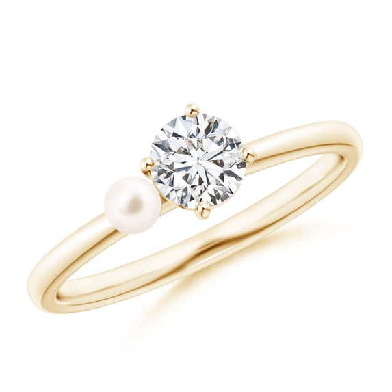 ANGARA Freshwater Cultured Pearl & Tilted Diamond 2-Stone Grande ...