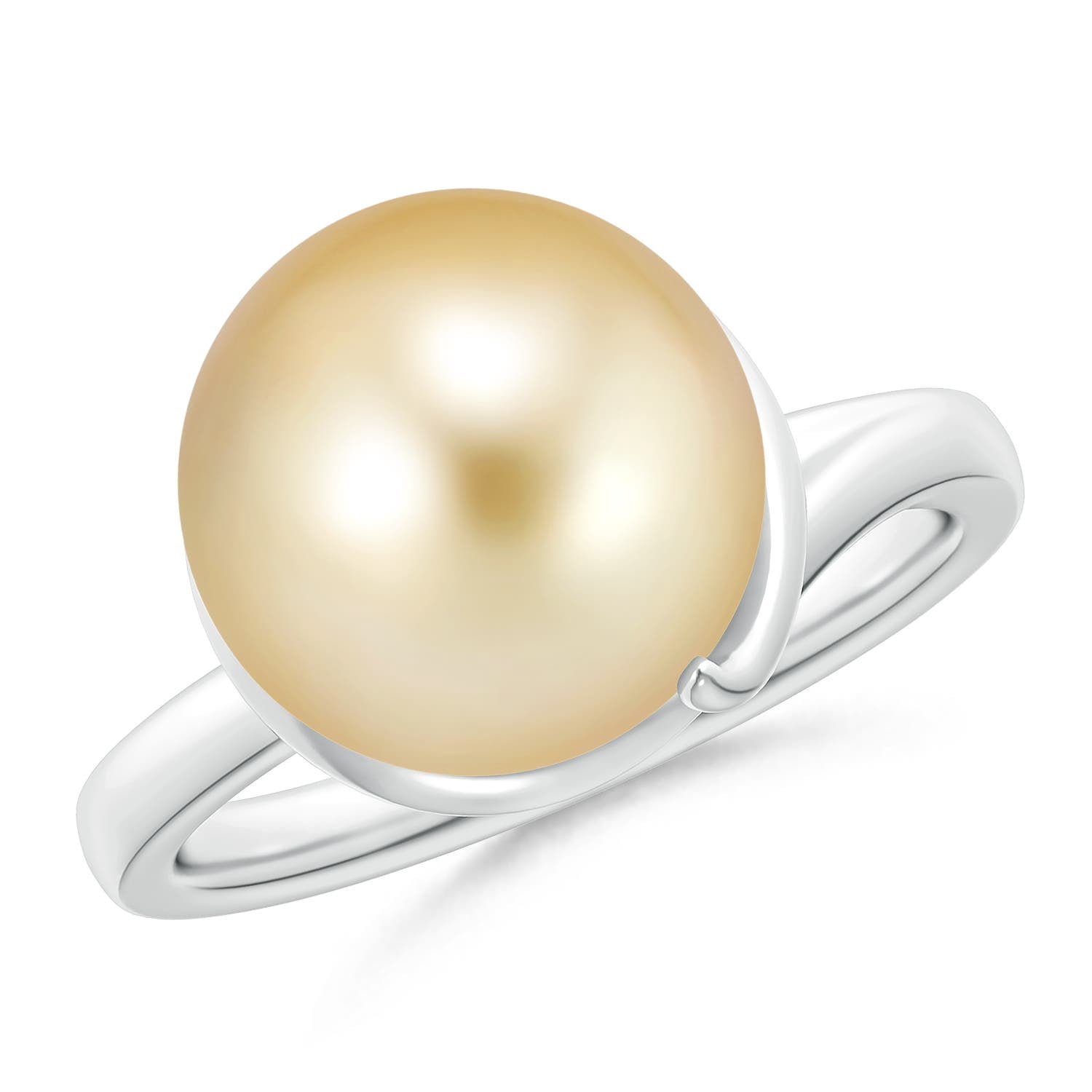 ANGARA Golden South Sea Cultured Pearl Ring with Spiral Metal Loop in ...