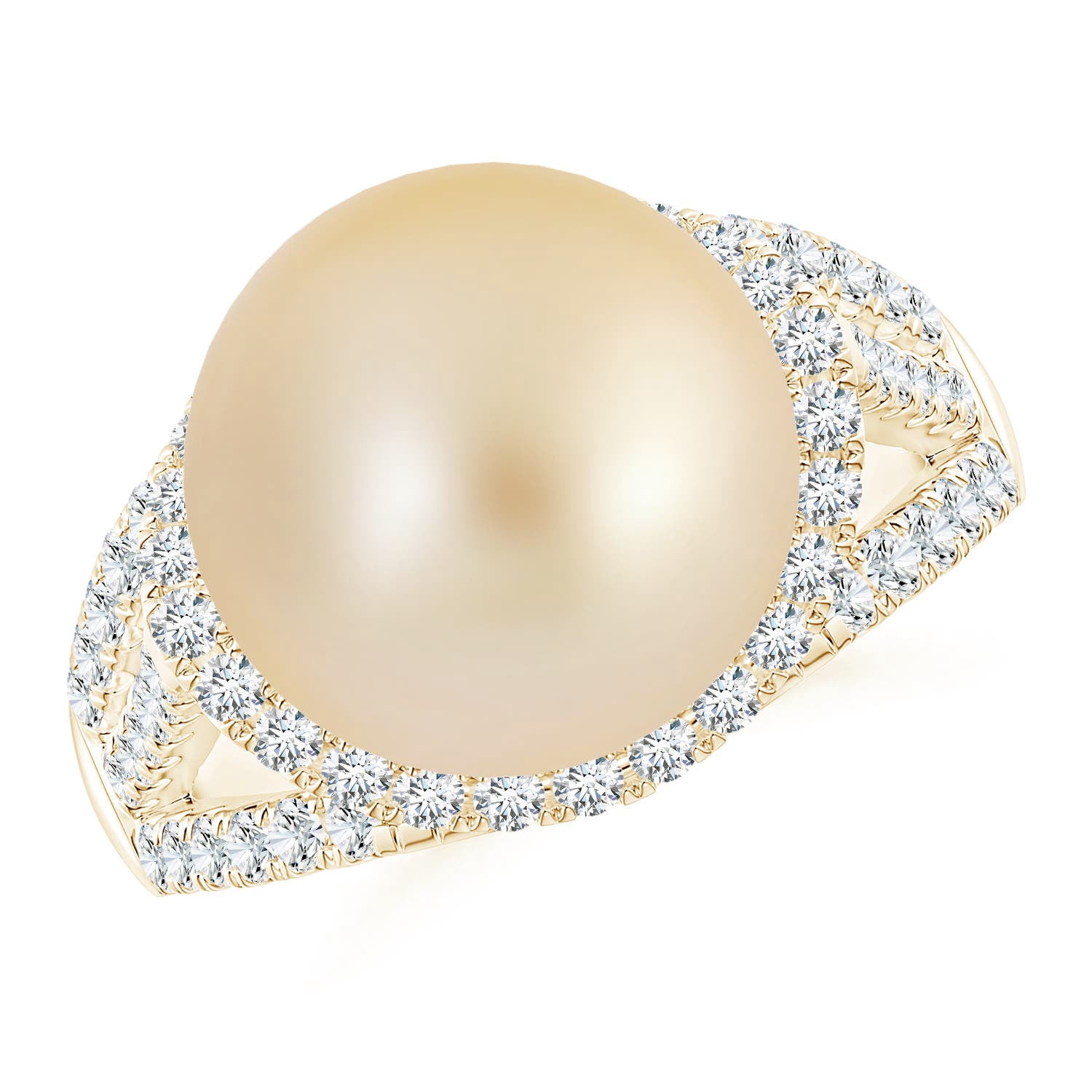 Angara Golden South Sea Cultured Pearl Triple Shank Ring in 14K Yellow ...