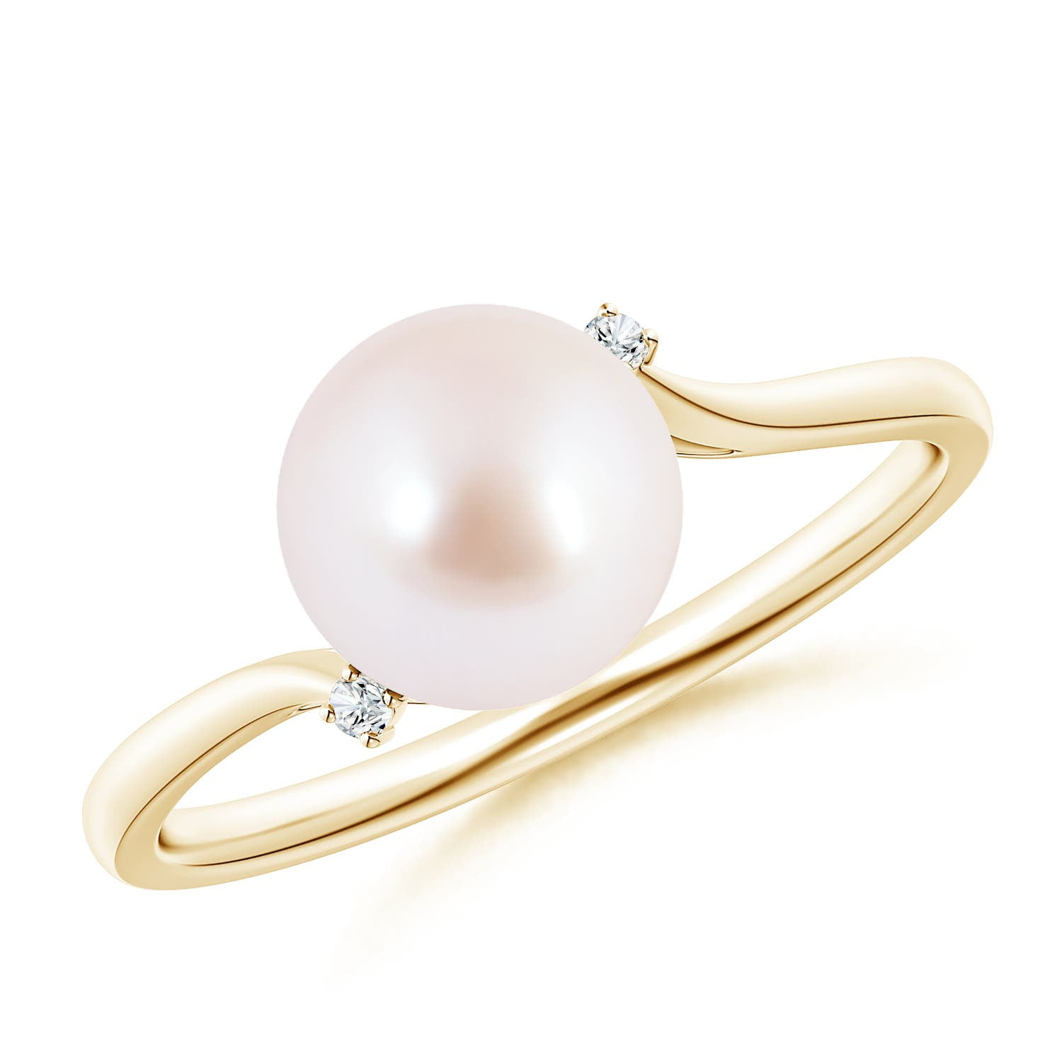 ANGARA Japanese Akoya Cultured Pearl and Diamond Bypass Ring in 14K ...