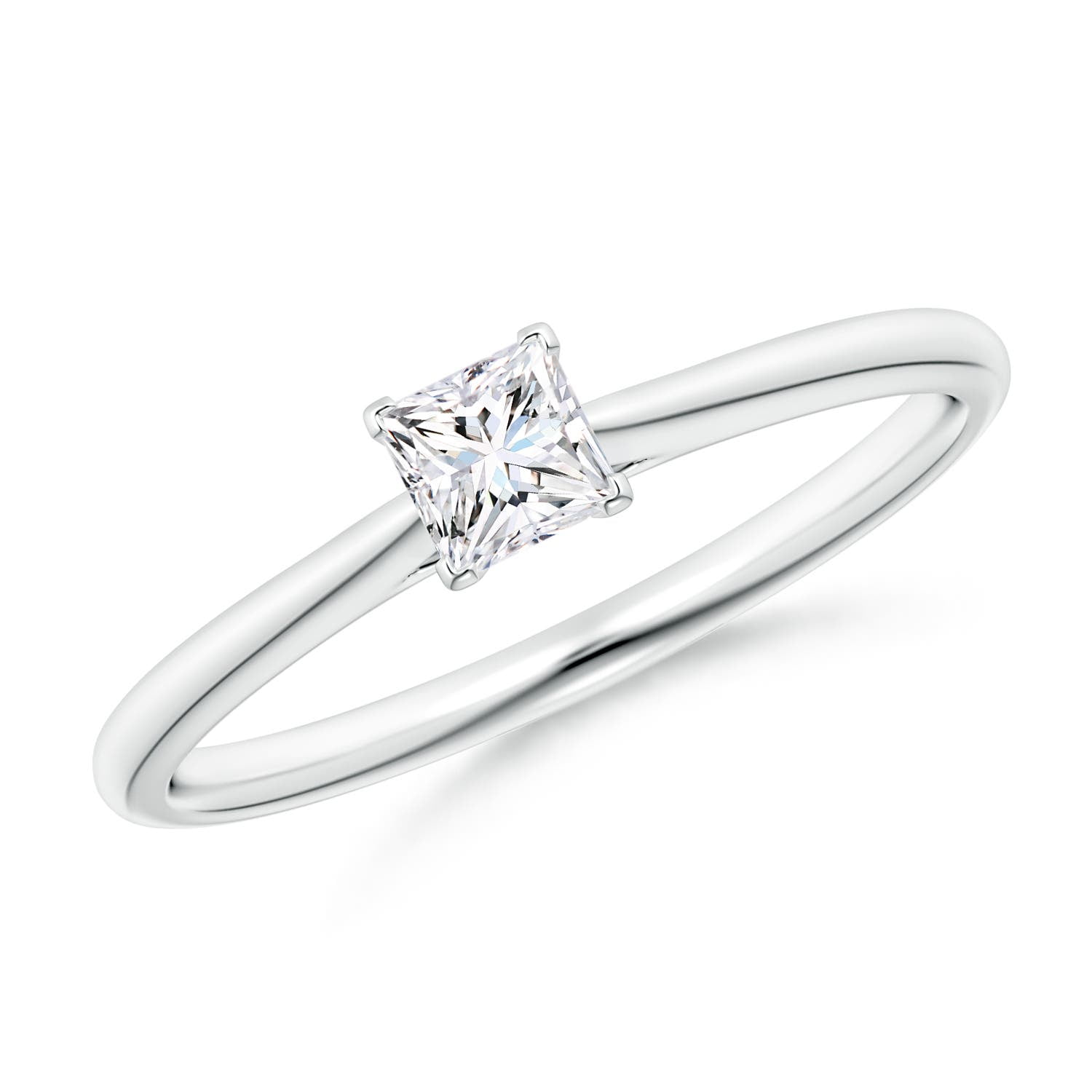 ANGARA Lab Grown Princess-Cut Diamond Engagement Ring in 14K White Gold ...