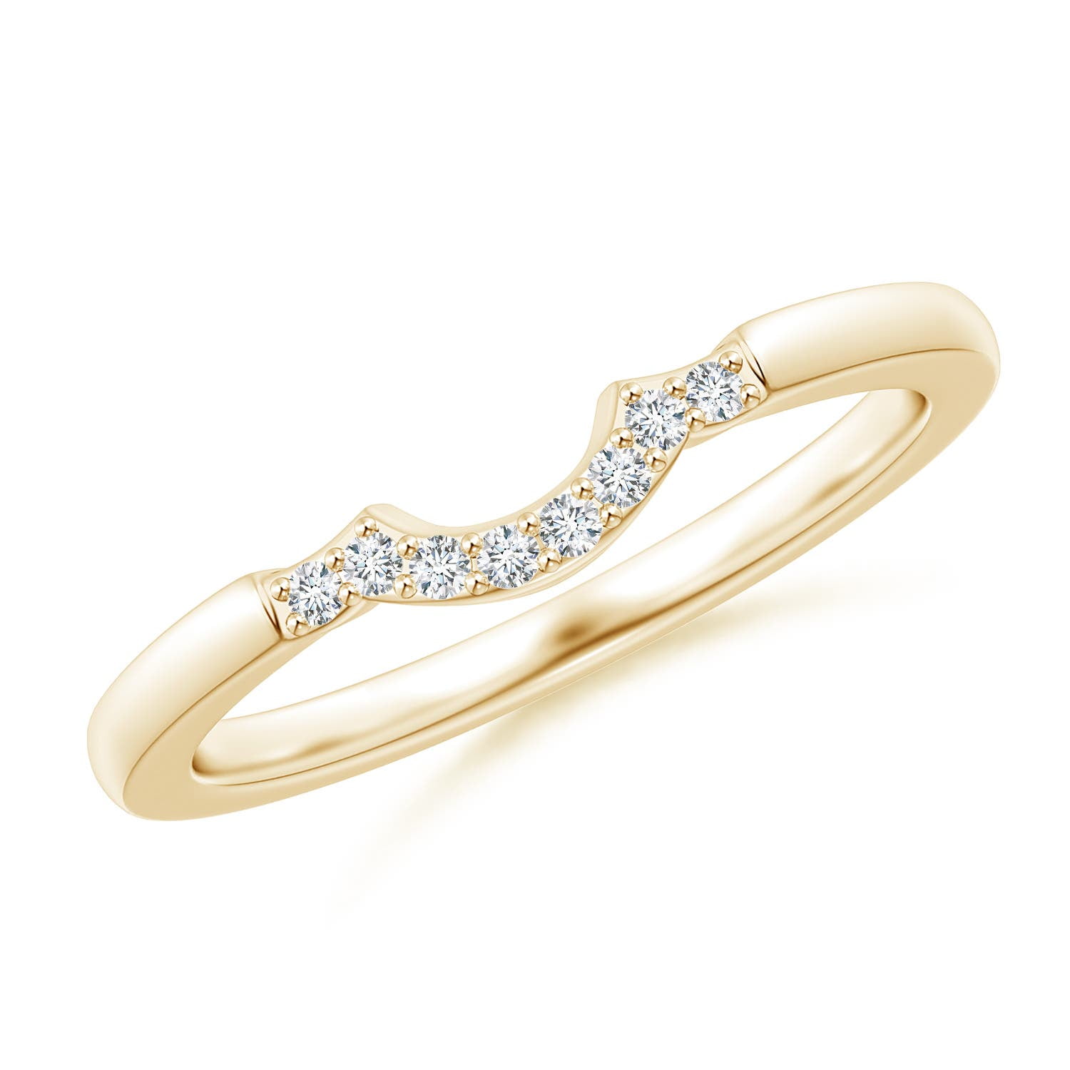 ANGARA Lab Grown Diamond Curved Wedding Ring for Women in 14K Yellow ...