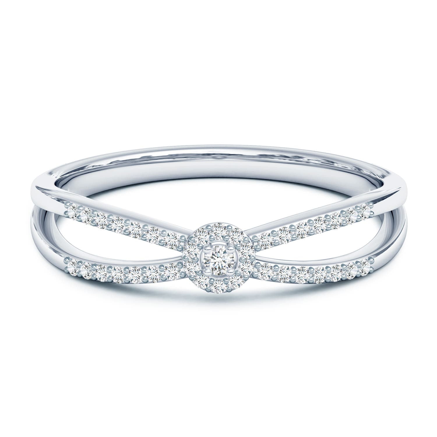 Angara Lab Grown Round Diamond Split Shank Promise Ring for Women in Silver | April Birthstone ...