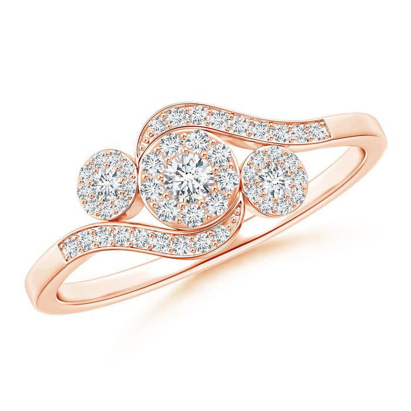 ANGARA Lab Grown Slanted Triple Diamond Halo Bypass Ring for Women in ...