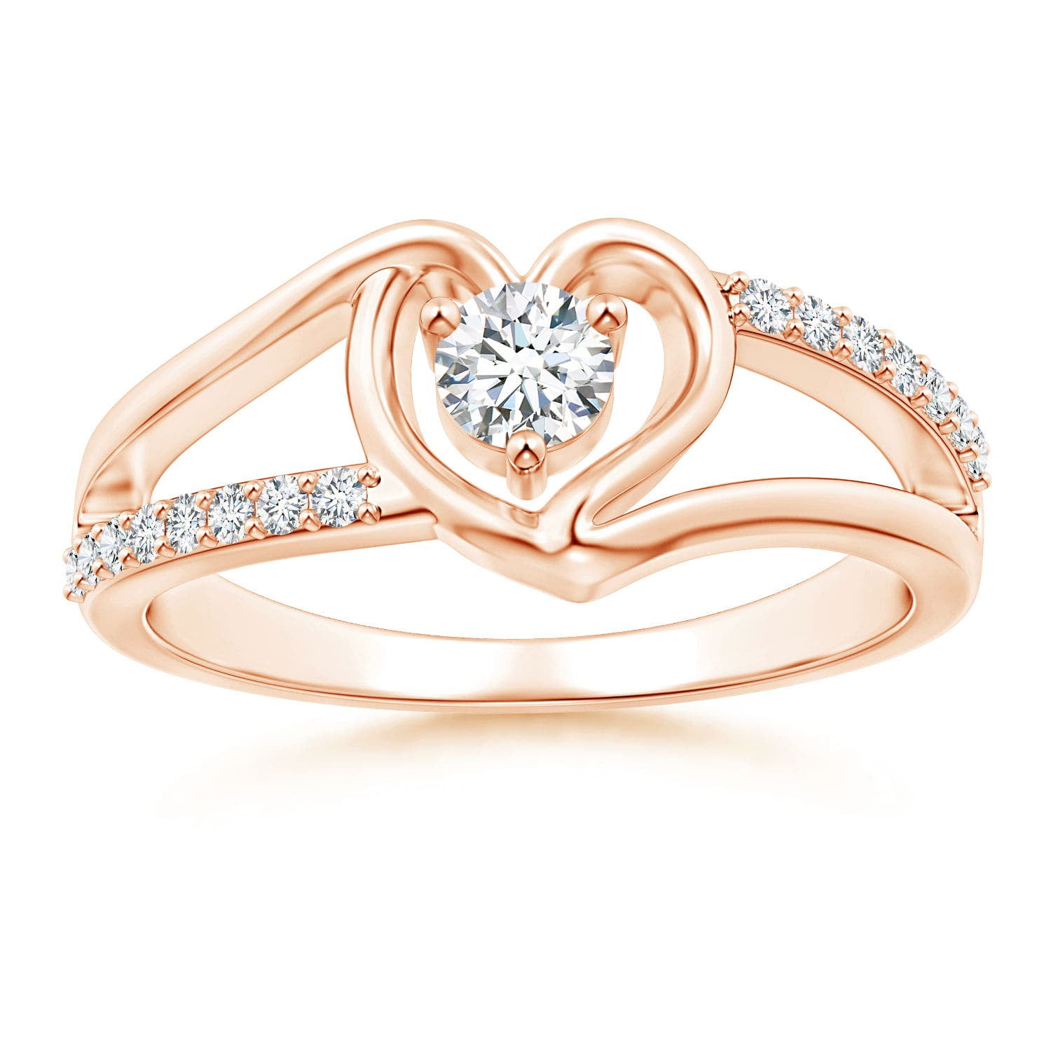 ANGARA Lab Grown Diamond Heart Engagement Ring for Women in 14K Rose ...