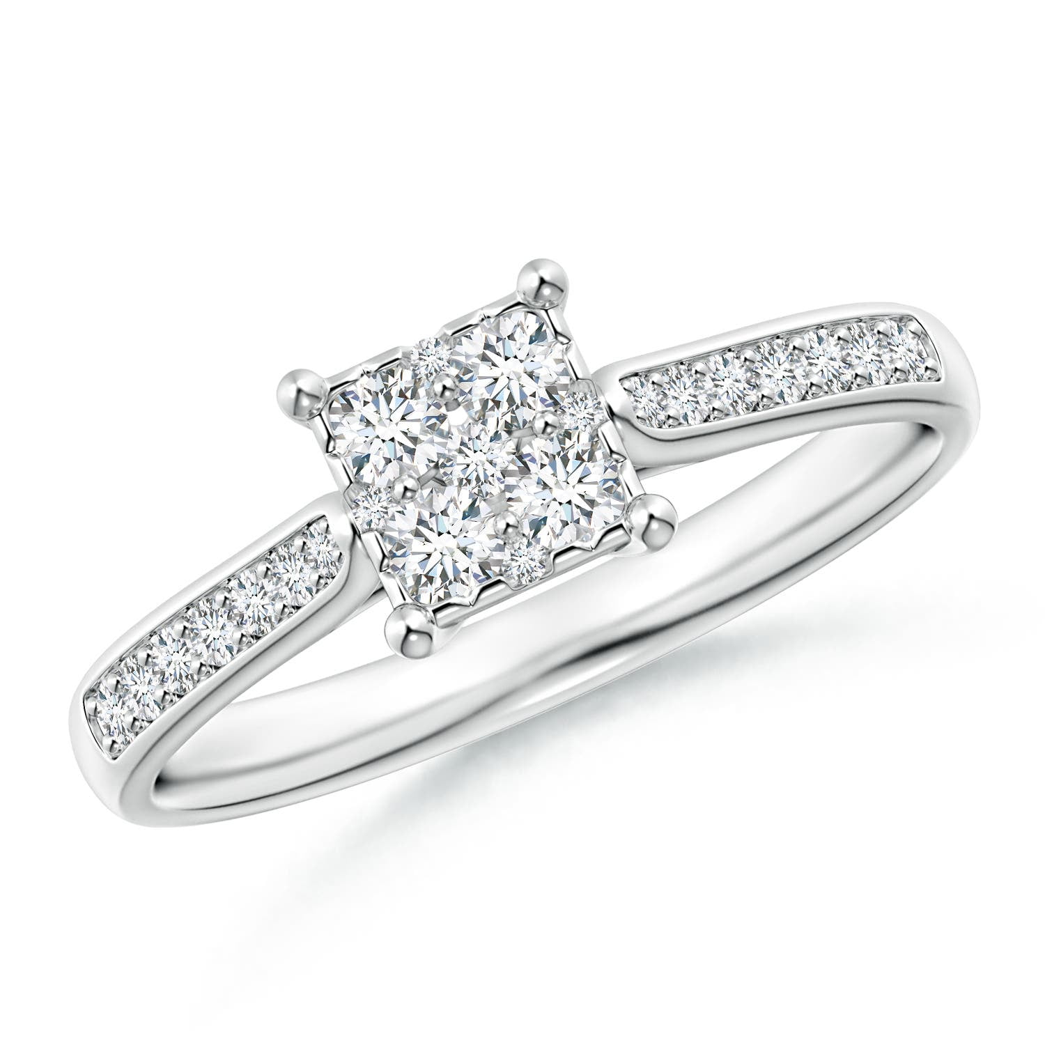 ANGARA Lab Grown Square Cluster Diamond Engagement Ring for Women in ...