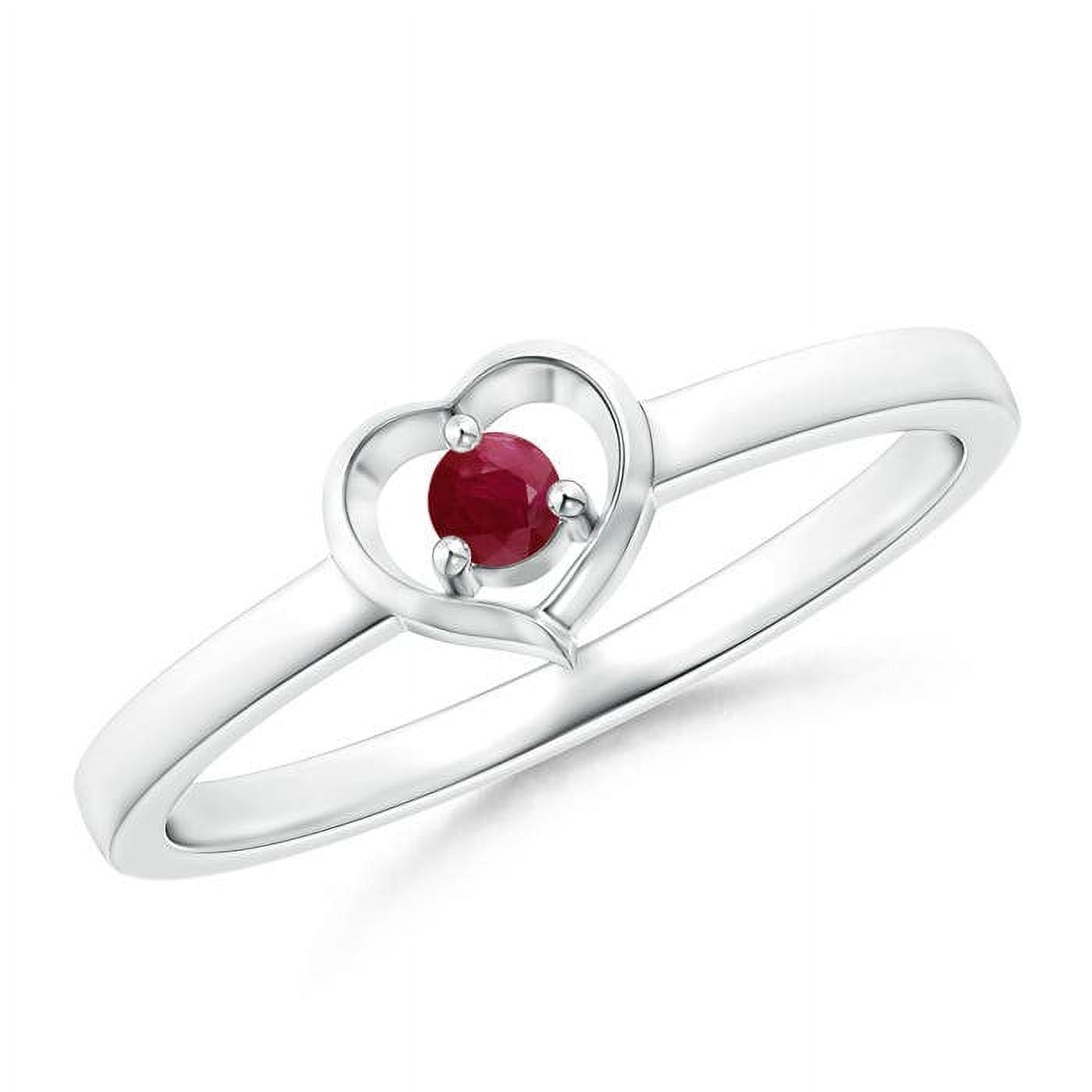 ANGARA Natural Floating Round Ruby Open Heart Promise Ring in 925 ...