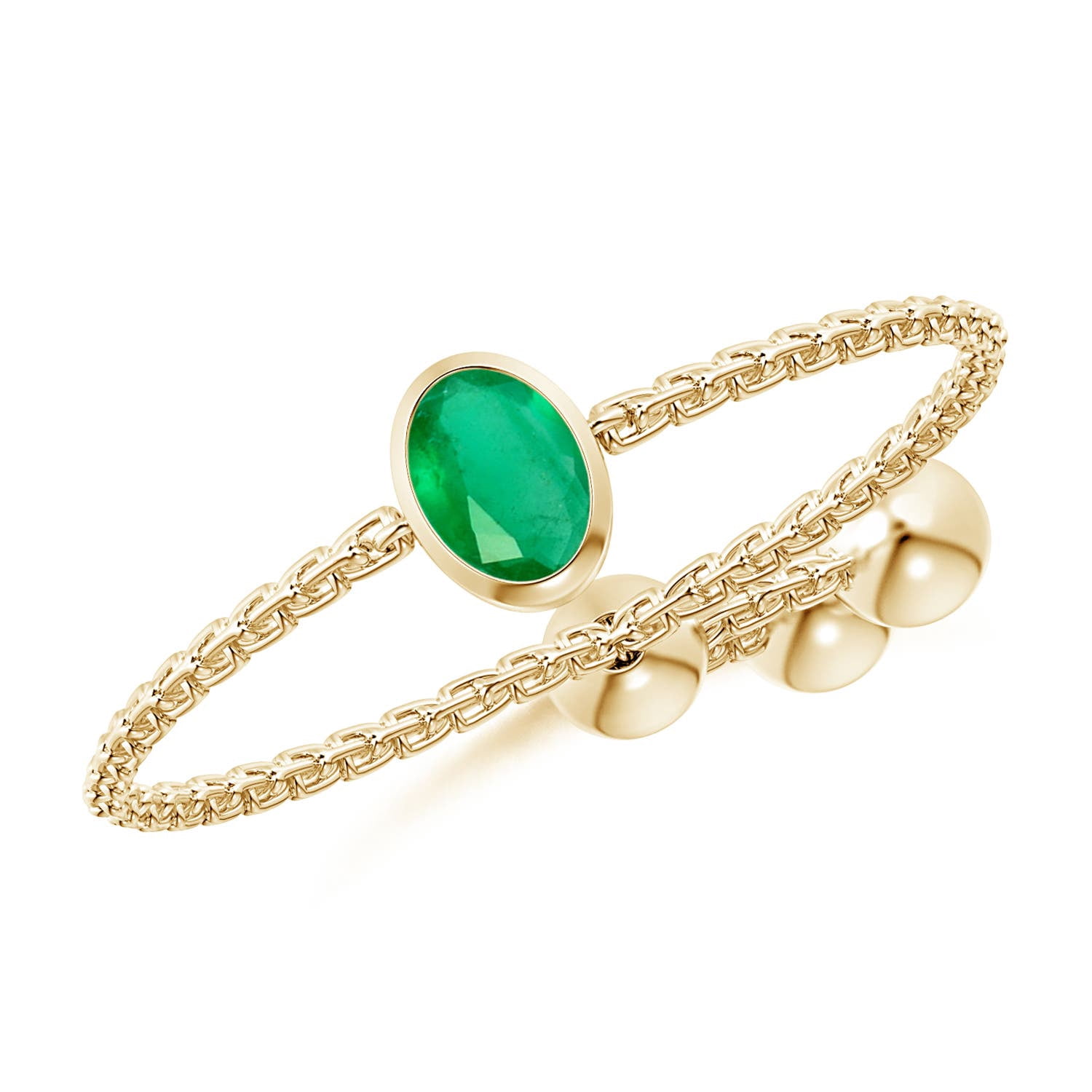 ANGARA Natural Bezel-Set Oval Emerald Bolo Ring in 14K Yellow Gold for ...