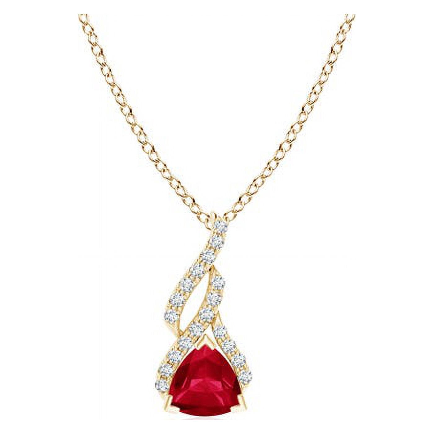 ANGARA Natural Trillion Ruby Solitaire Pendant with Diamond Swirl in ...