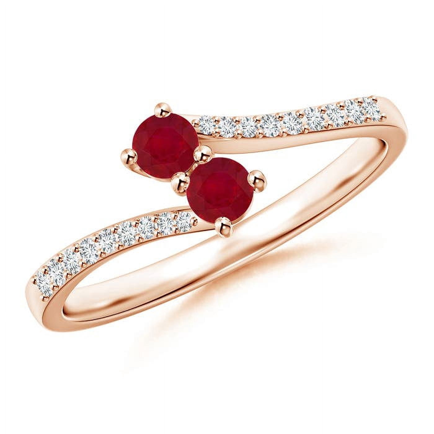 ANGARA Natural Two Stone Ruby Bypass Ring with Diamond Accents in 14K ...