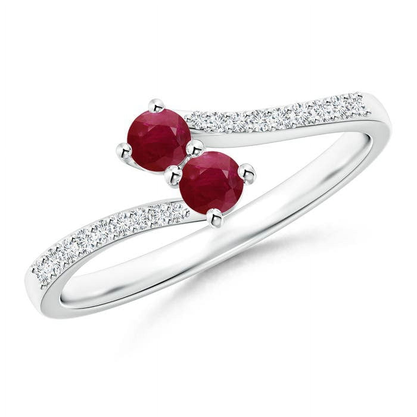ANGARA Natural Two Stone Ruby Bypass Ring with Diamond Accents in 14K ...
