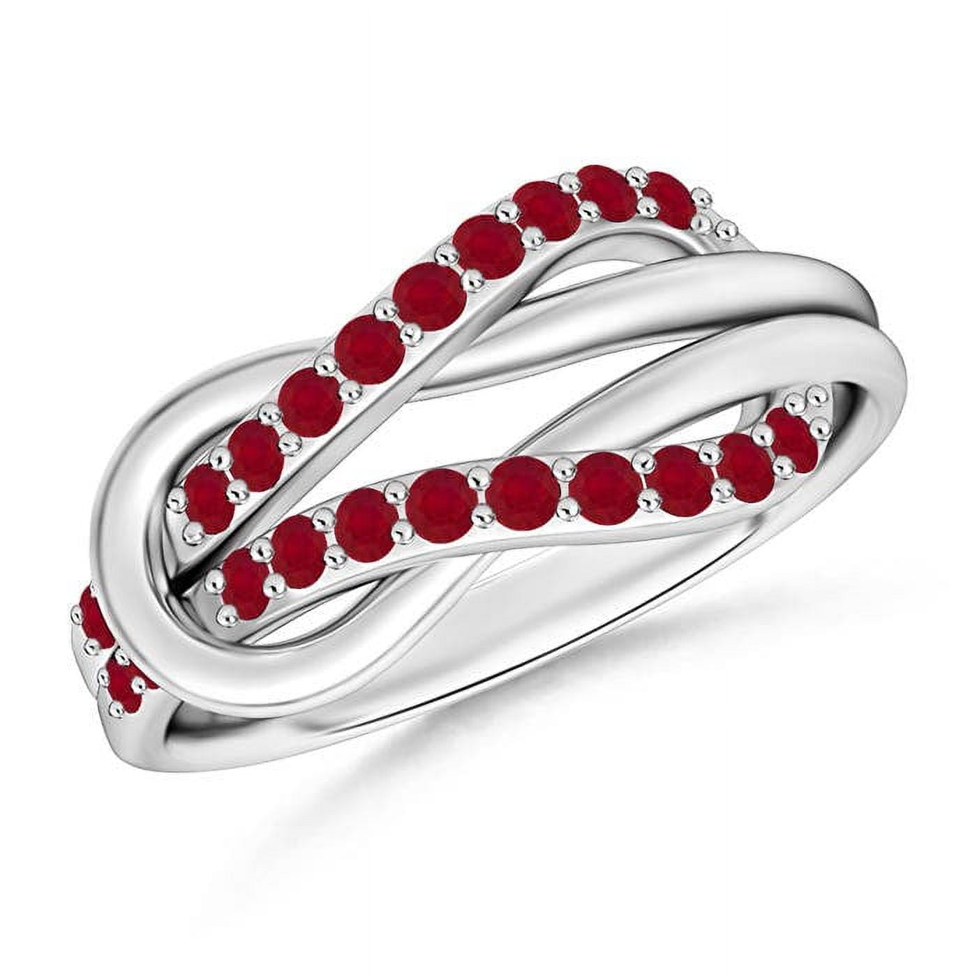 ANGARA Natural Encrusted Ruby Infinity Love Knot Ring in 14K White Gold ...