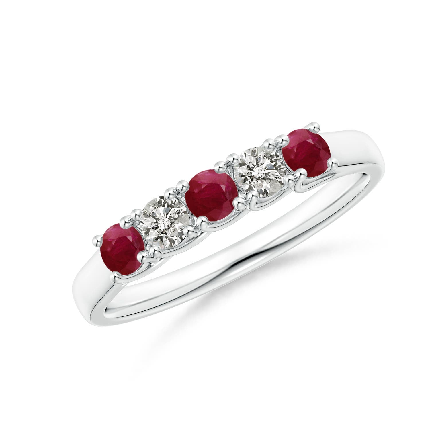 ANGARA Natural Half Eternity Five Stone Ruby and Diamond Wedding Band ...
