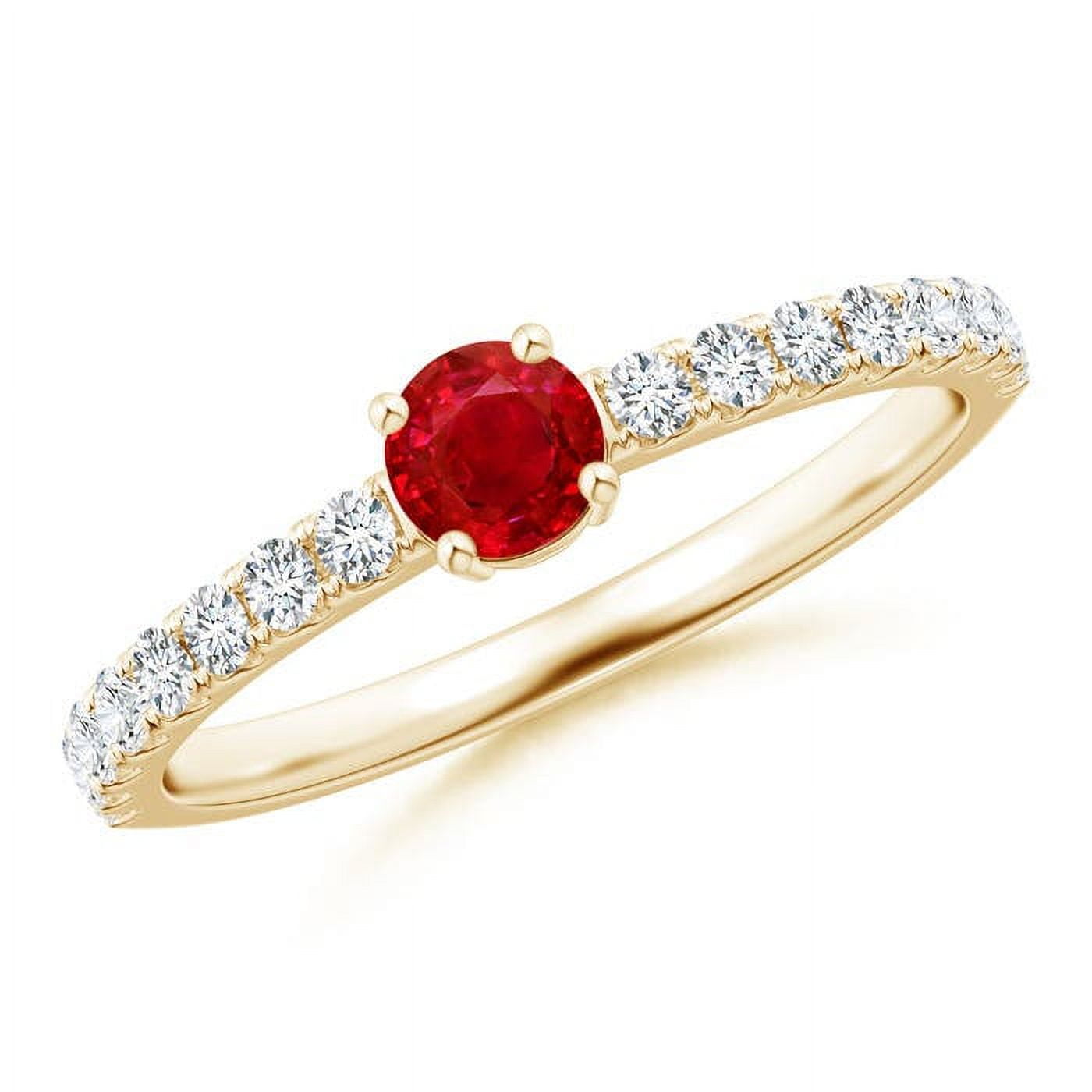 ANGARA Natural Classic Solitaire Ruby Promise Ring with Pave Diamonds ...