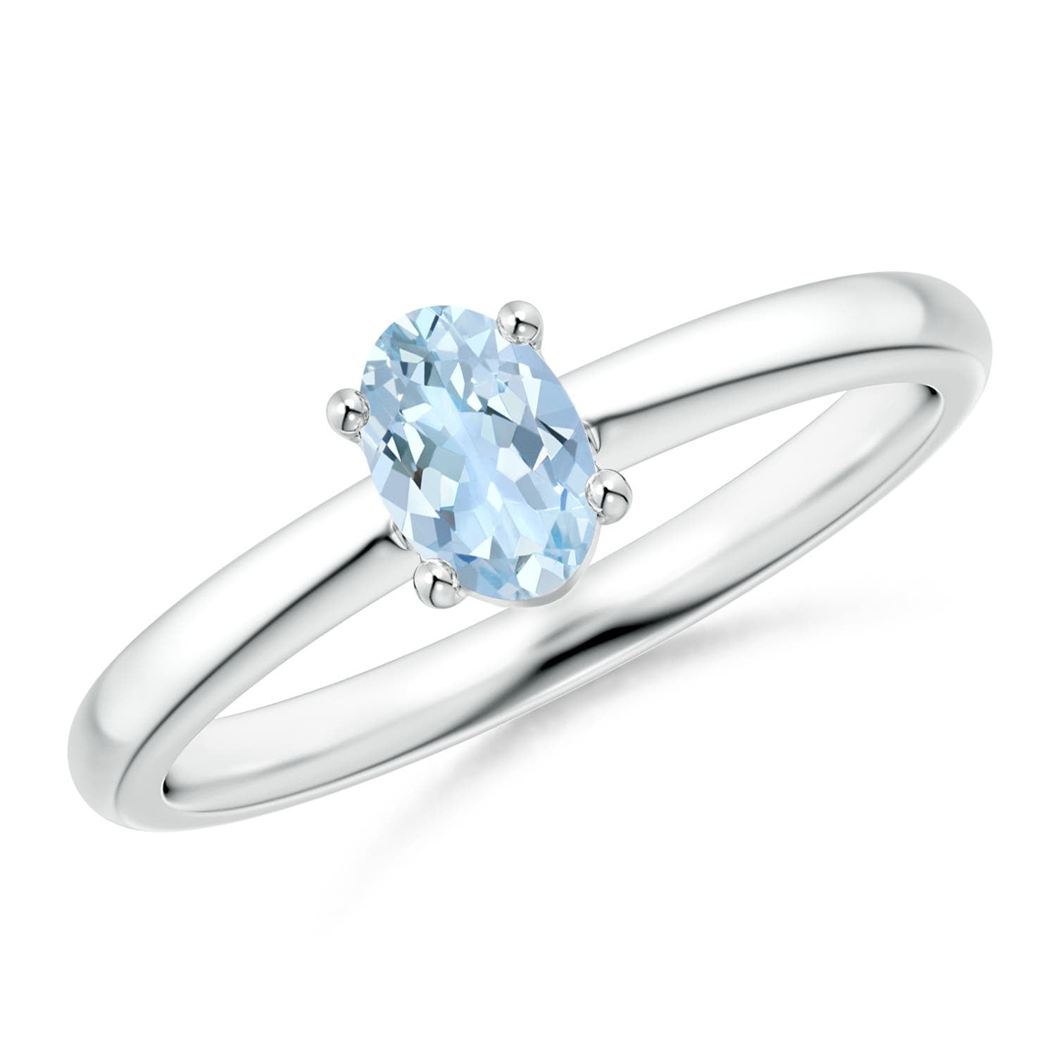 ANGARA Natural Classic Solitaire Oval Aquamarine Promise Ring in 925 ...