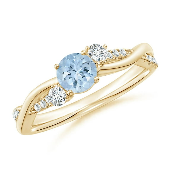 ANGARA Natural Nature Inspired Aquamarine & Diamond Twisted Vine Ring ...