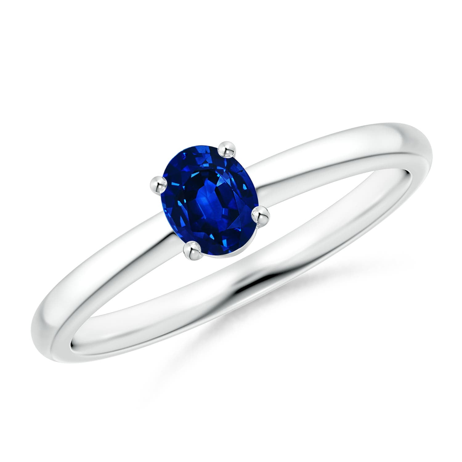 ANGARA Natural Classic Solitaire Oval Blue Sapphire Promise Ring in 925 ...
