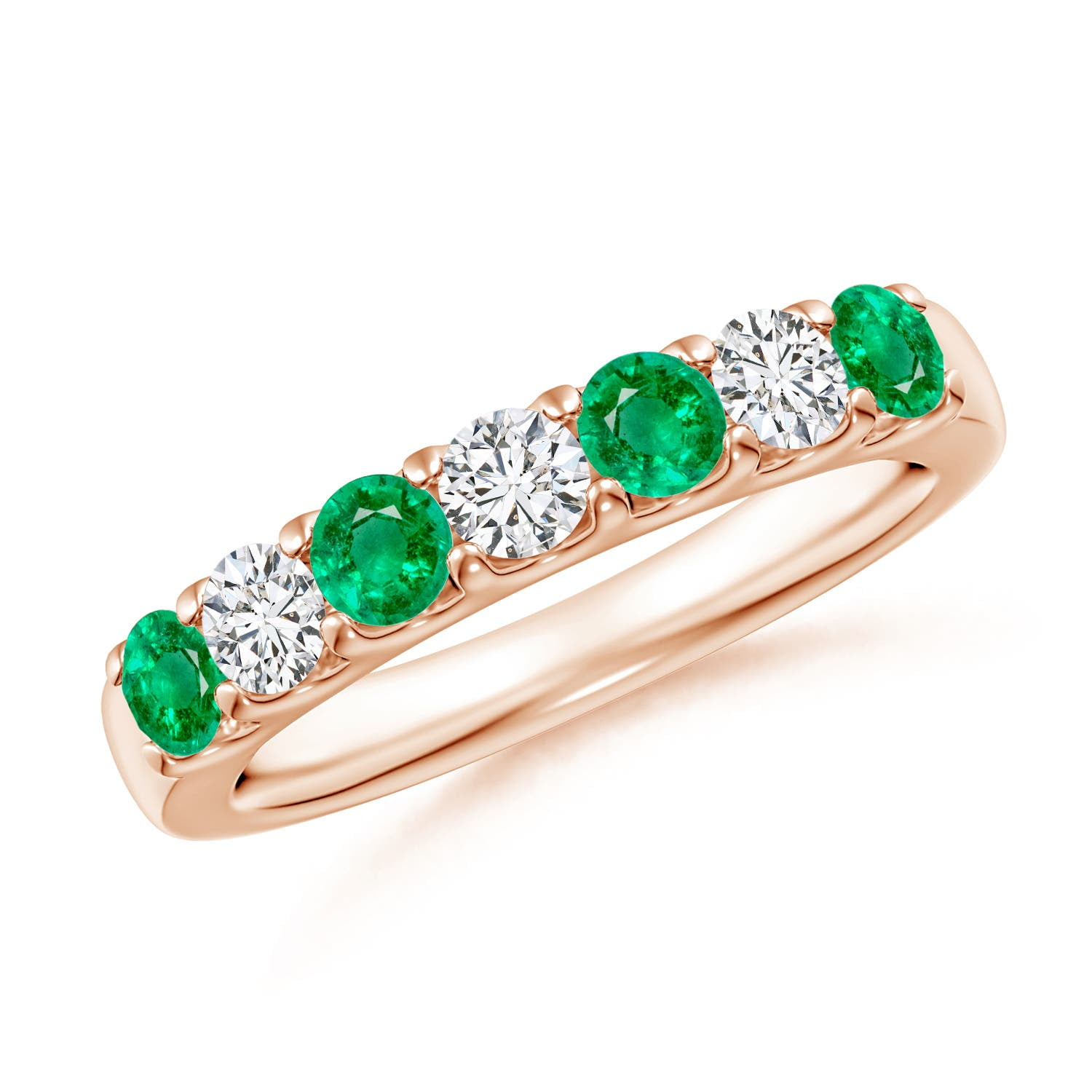 ANGARA Natural Shared Prong Emerald and Diamond Half Eternity Ring in ...