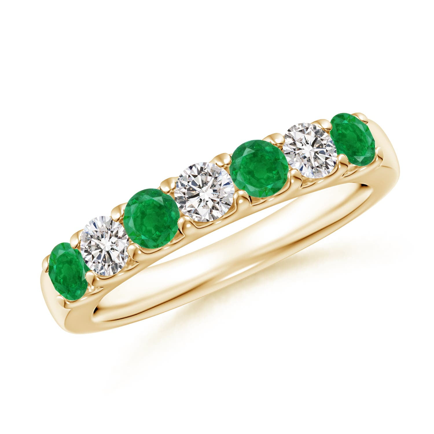 ANGARA Natural Shared Prong Emerald and Diamond Half Eternity Ring in ...