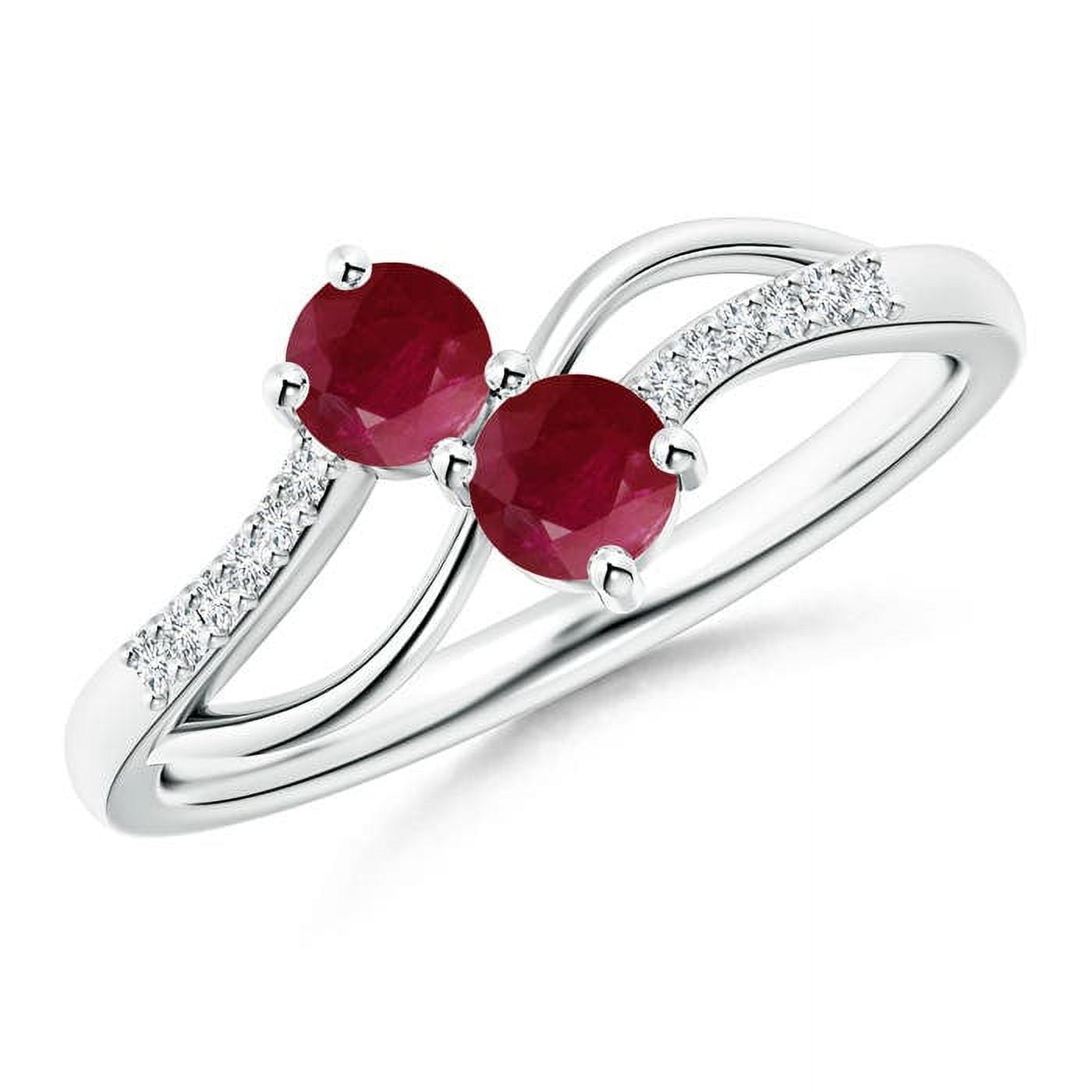 ANGARA Natural Classic Two Stone Ruby Bypass Split Shank Ring in 14K White Gold for Women (Size ...