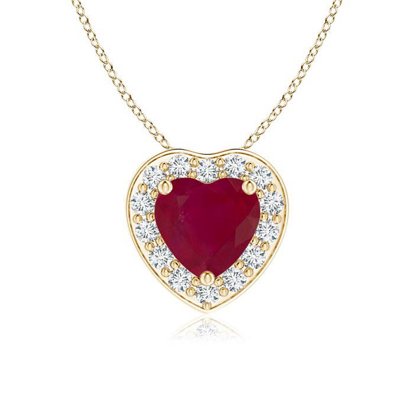 ANGARA Natural Heart-Shaped Ruby Pendant with Diamond Halo in 14K ...