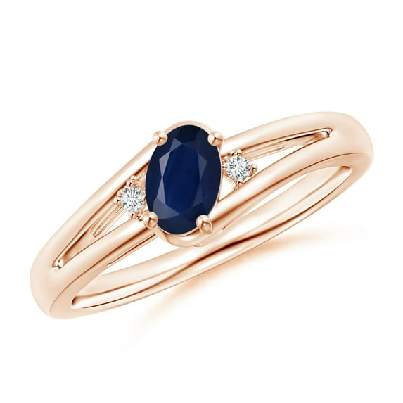 ANGARA Natural Blue Sapphire and Diamond Split Shank Engagement Ring in ...