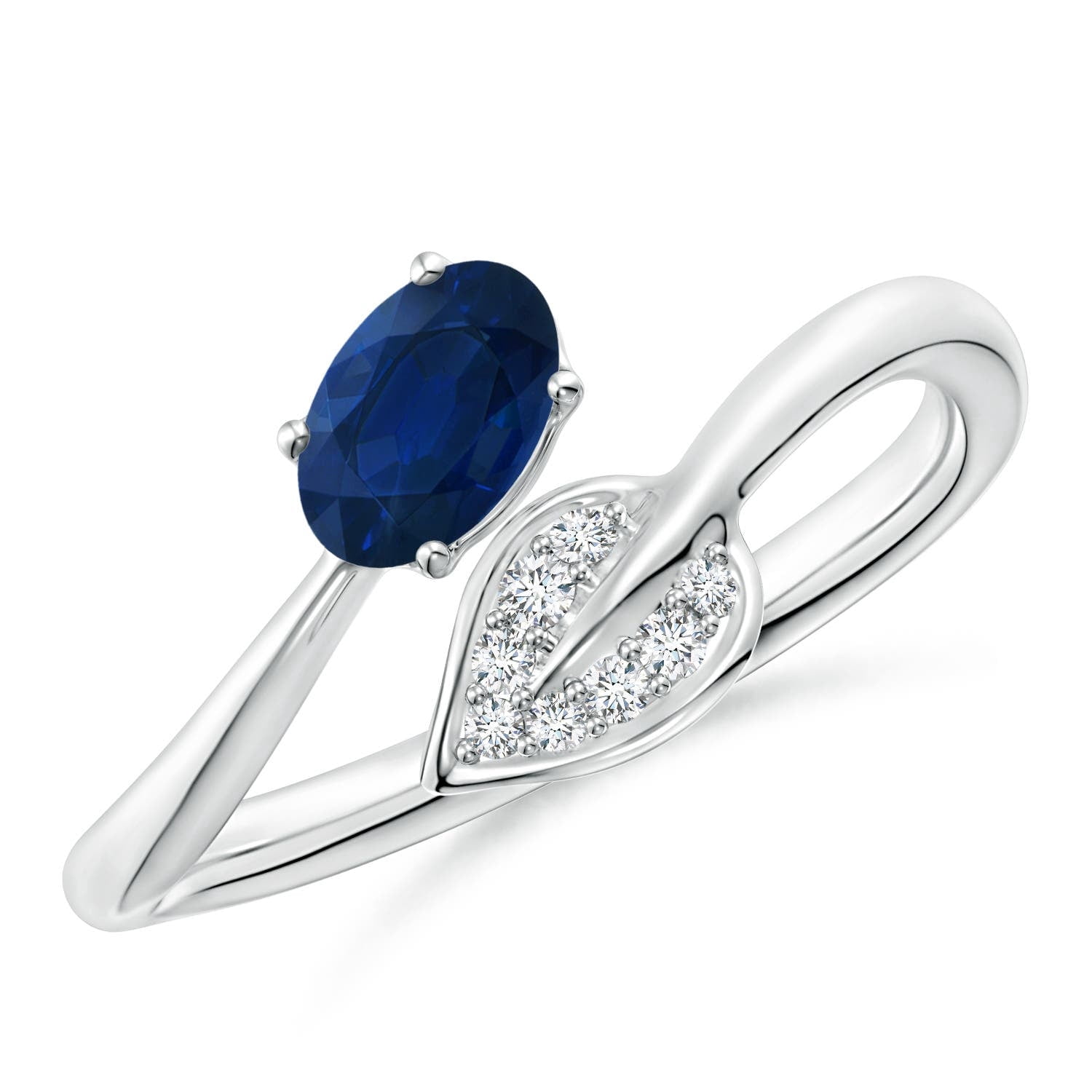 ANGARA Natural Nature Inspired Blue Sapphire Bypass Ring with Diamond ...
