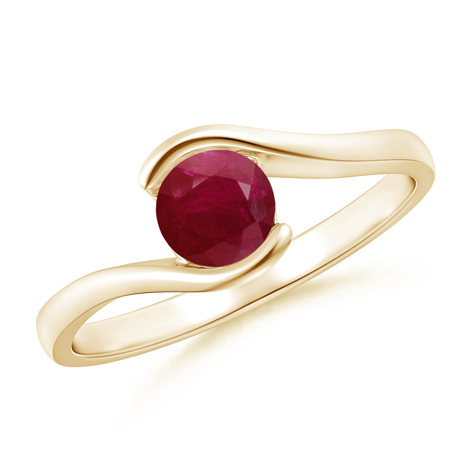 ANGARA Natural Semi Bezel-Set Solitaire Round Ruby Bypass Ring in 14K ...