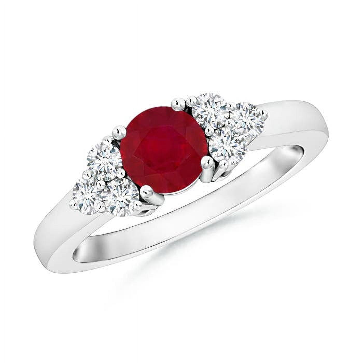 Angara Natural 0.6 Ct. Ruby with Diamond Classic Ring in Sterling ...