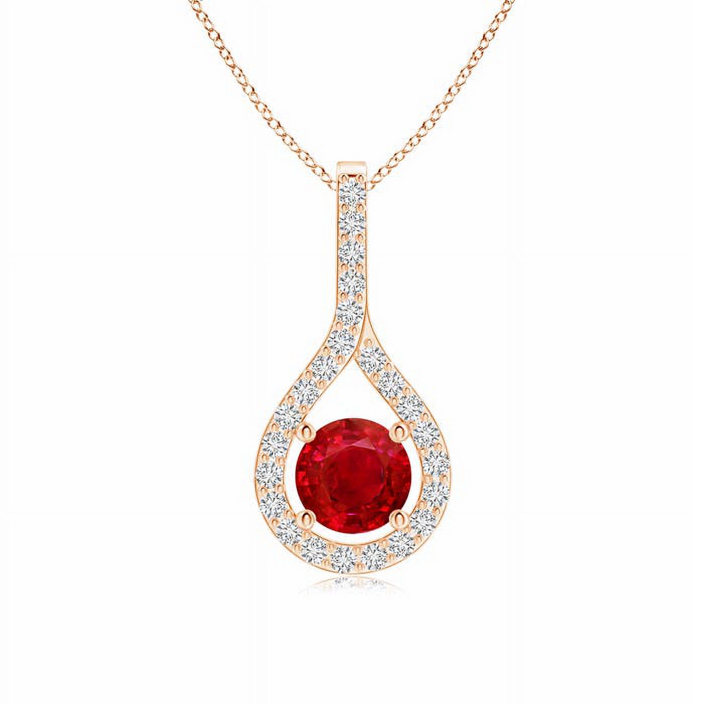 ANGARA Natural Floating Ruby Drop Pendant with Diamond Accents in 14K ...