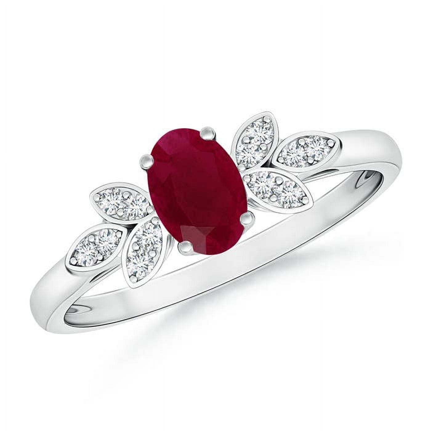 ANGARA Natural Vintage Style Oval Ruby Ring with Diamond Accents in 14K ...