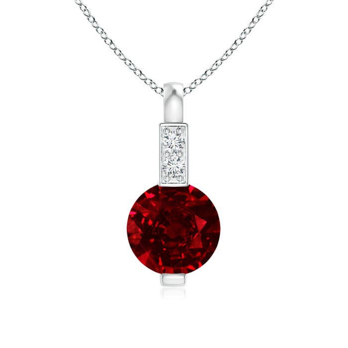 ANGARA Natural Round Ruby Solitaire Pendant with Diamond Bale in 14K ...