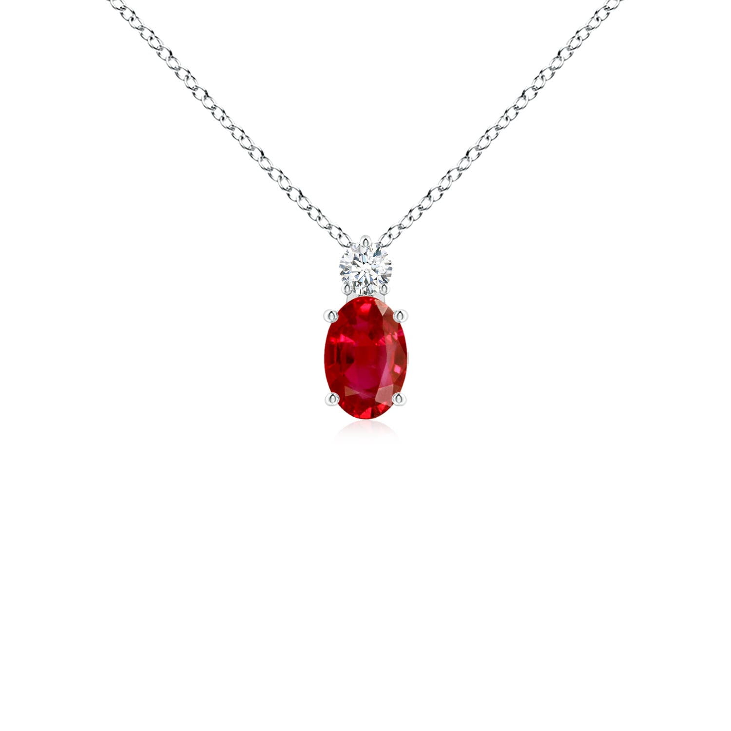 ANGARA Natural Oval Ruby Solitaire Pendant with Diamond in 925 Sterling ...
