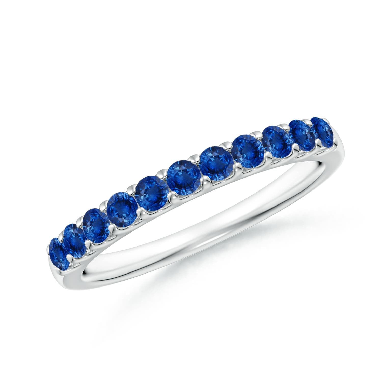 ANGARA Natural Shared Prong Set Half Eternity Sapphire Wedding Band in ...