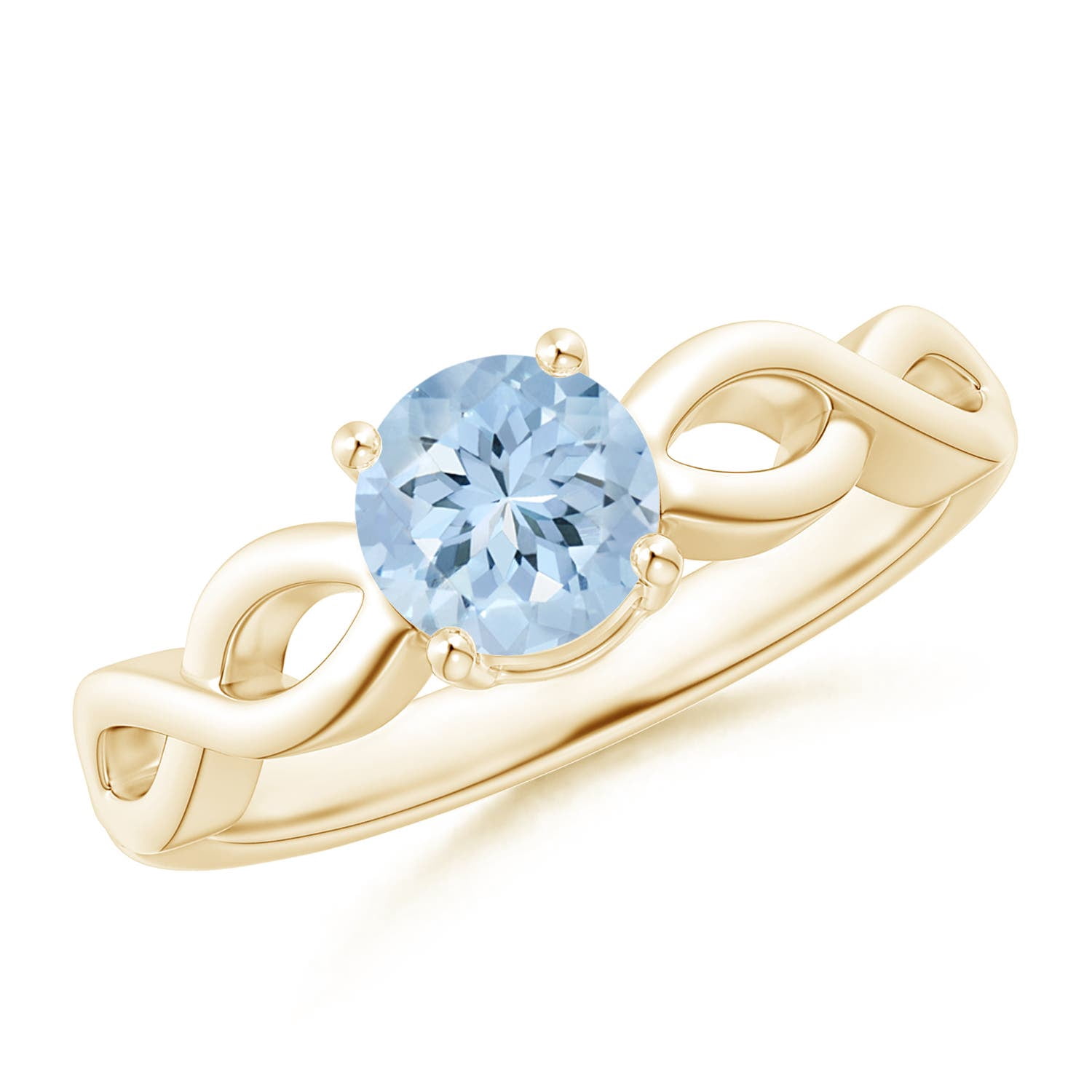 ANGARA Natural Solitaire Aquamarine Infinity Shank Ring in 14K Yellow ...