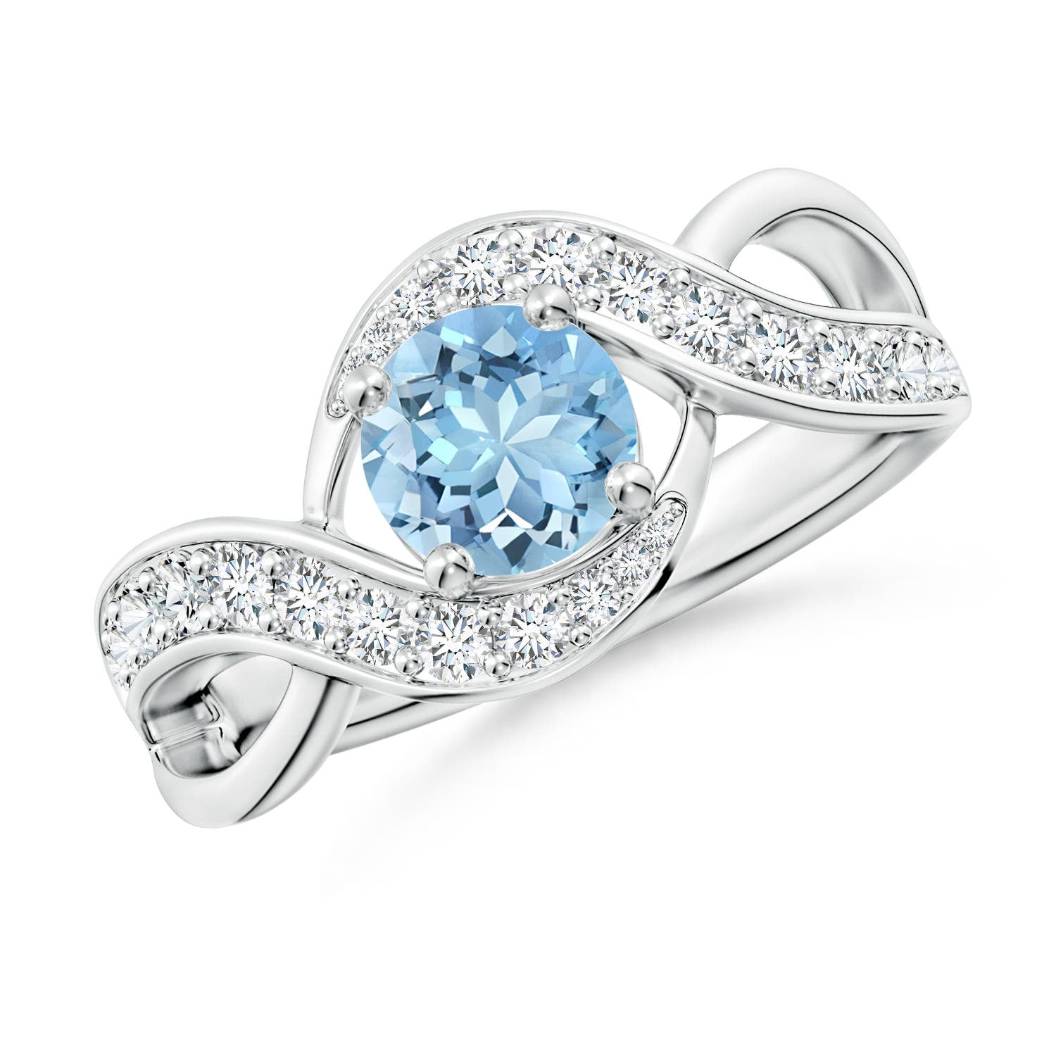 ANGARA Natural Solitaire Round Aquamarine Infinity Promise Ring in 925 Sterling Silver for Women ...