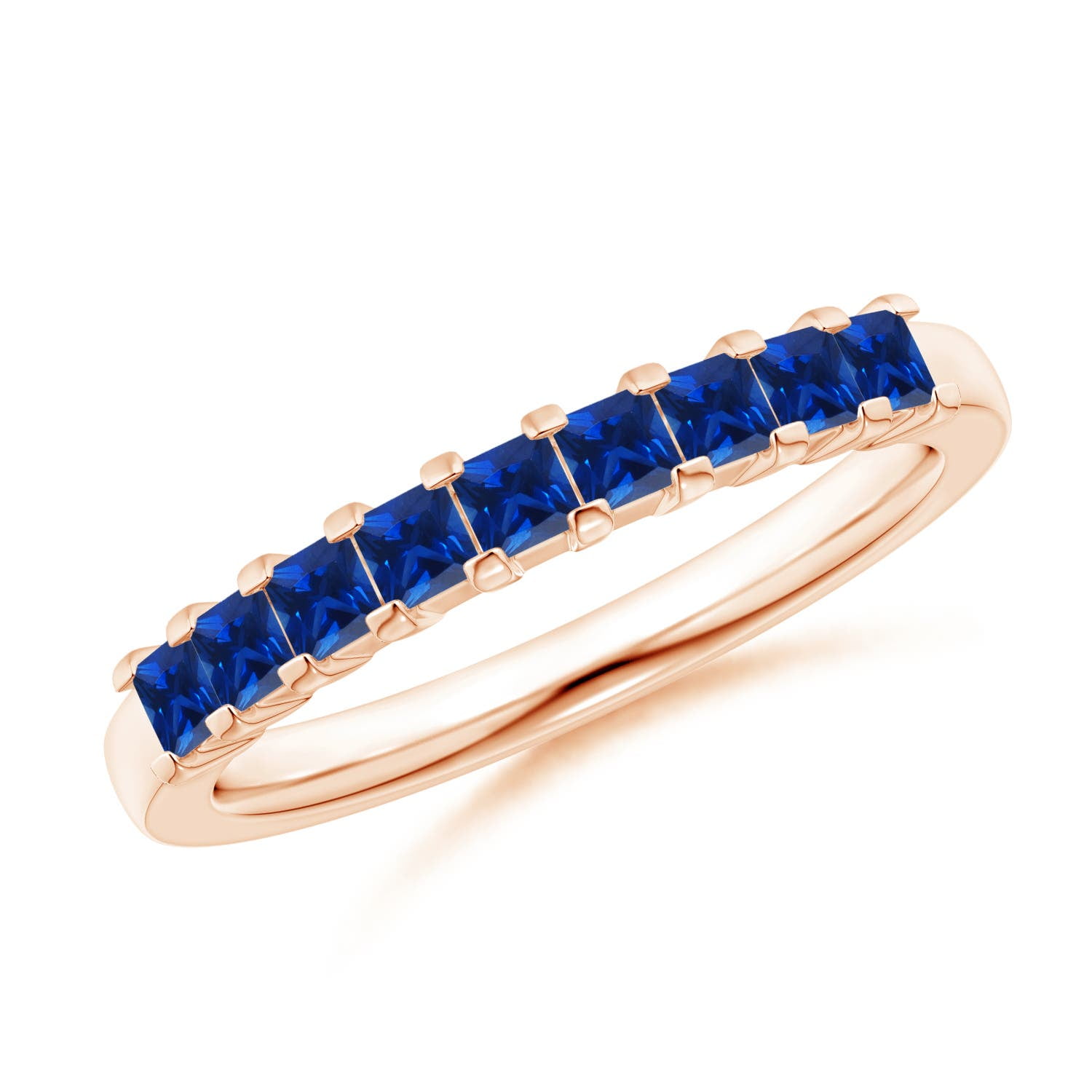 ANGARA Natural Square Blue Sapphire Semi Eternity Classic Wedding Ring ...