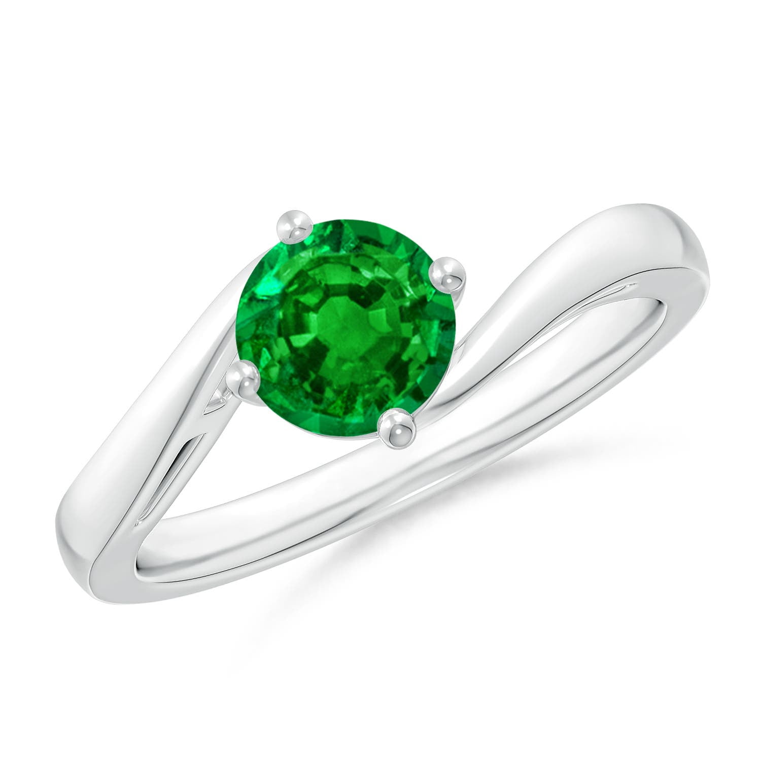 ANGARA Natural Classic Round Emerald Solitaire Bypass Engagement Ring ...