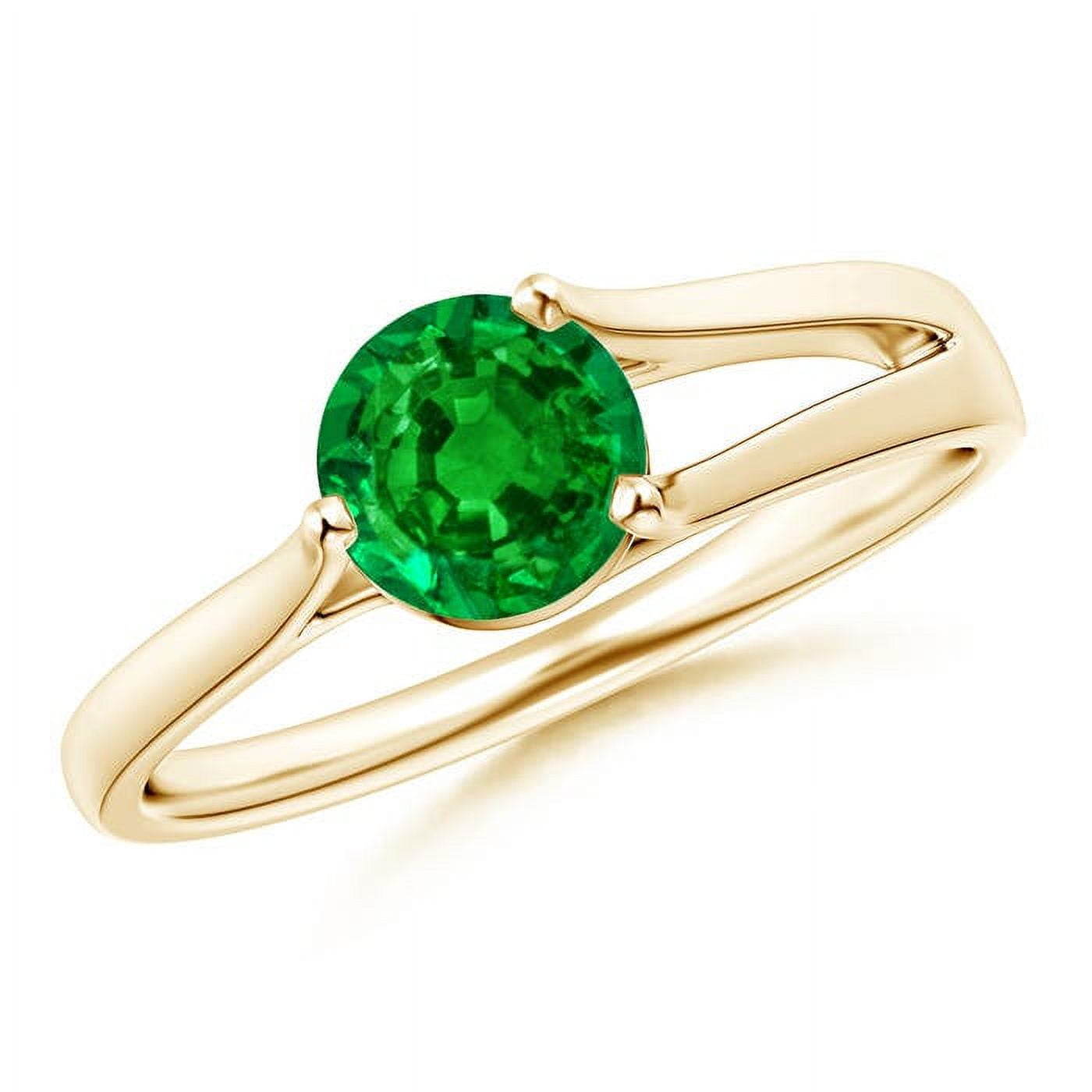 ANGARA Natural One Sided Split Shank Round Emerald Solitaire Engagement ...