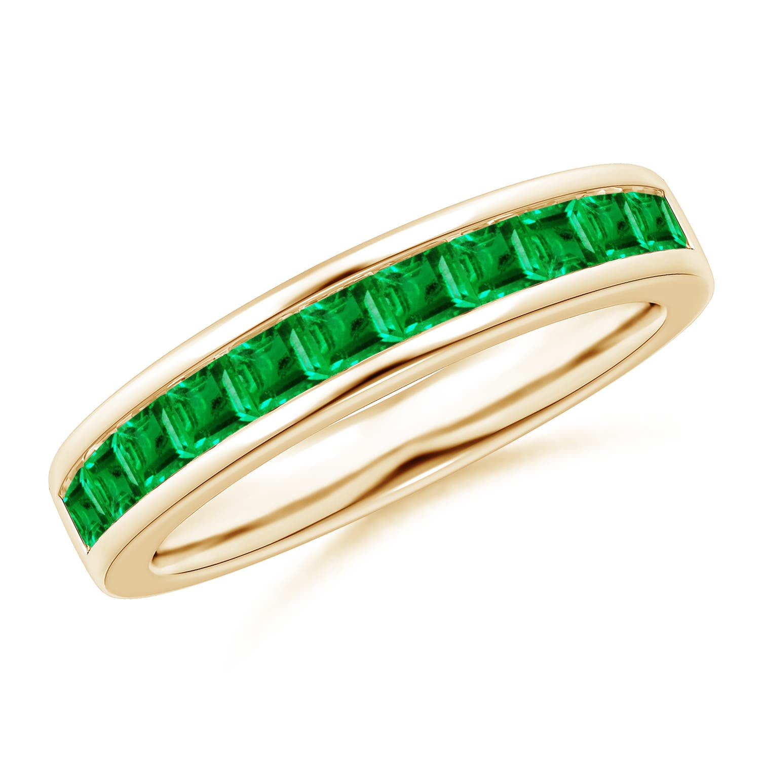 ANGARA Natural Channel Set Square Emerald Half Eternity Ring in 14K ...