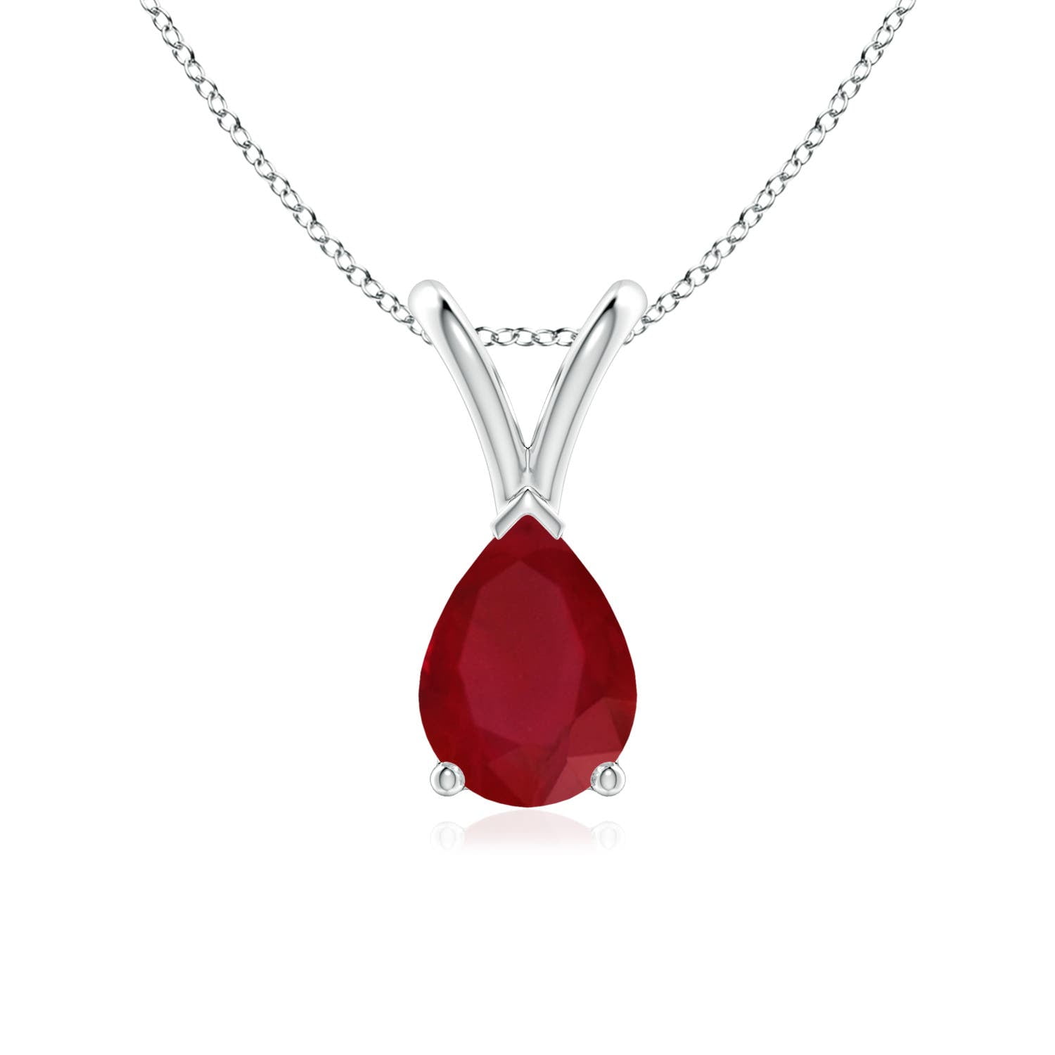 ANGARA Natural V-Bale Pear-Shaped Ruby Solitaire Pendant in 925 ...