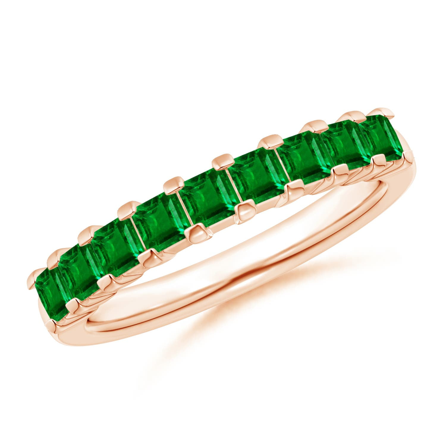 ANGARA Natural Square Emerald Semi Eternity Classic Wedding Ring in 14K ...