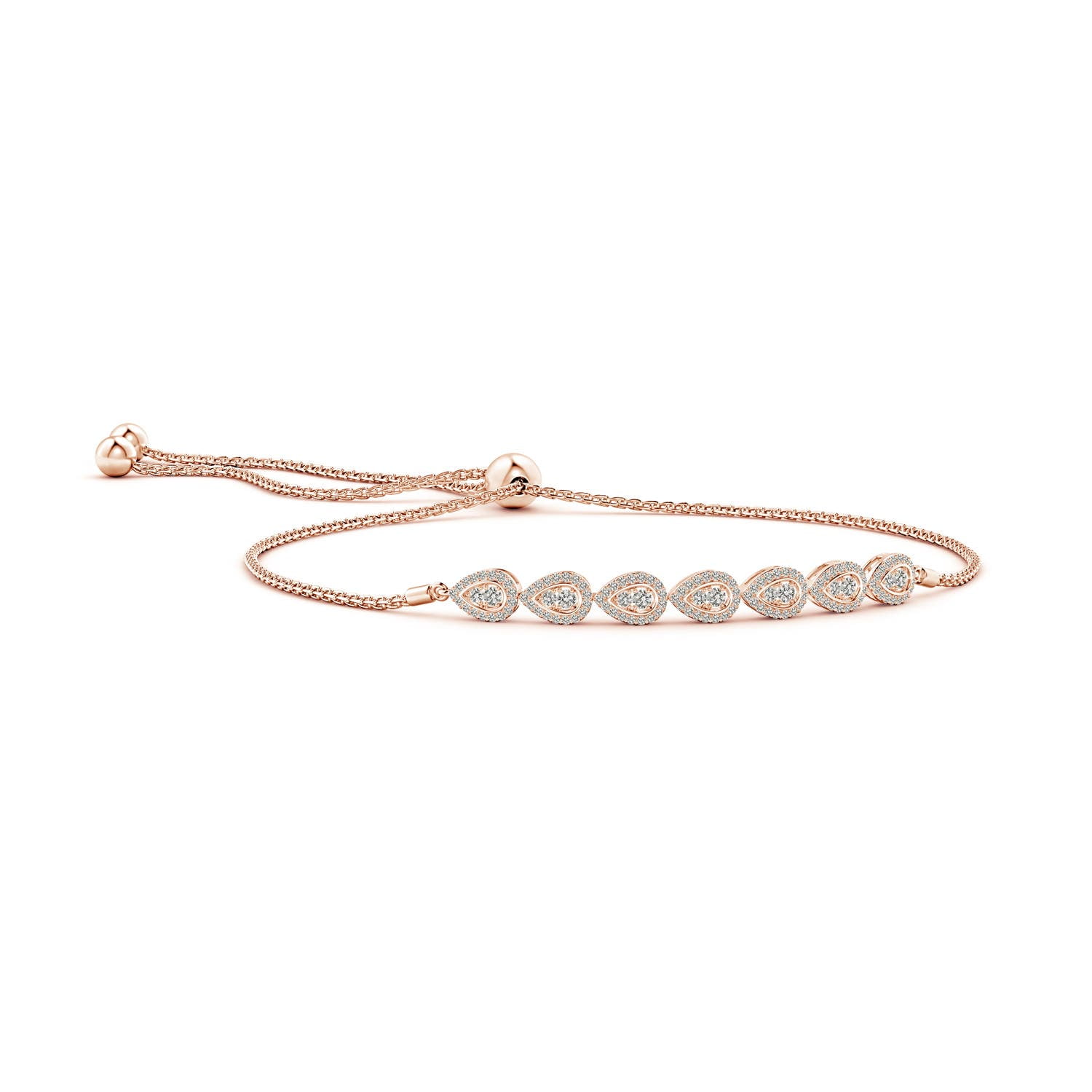 ANGARA Natural Diamond Teardrop Bolo Bracelet in 14K Rose Gold for Women (Size-1.9mm| Color-K ...