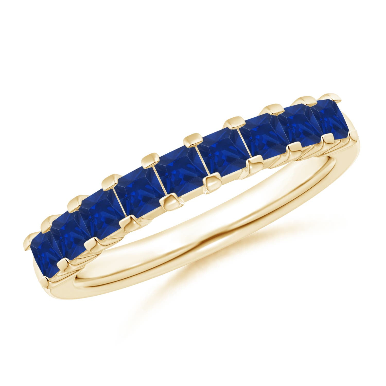 ANGARA Natural Square 1.08 ct Blue Sapphire Semi Eternity Wedding Ring ...