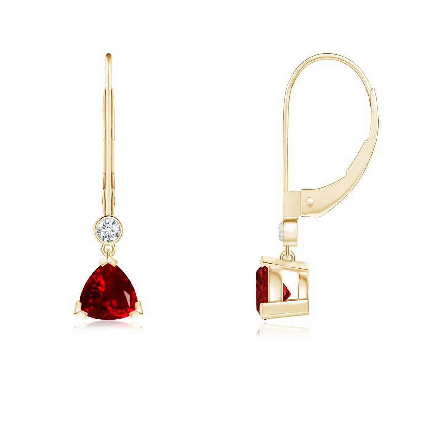 ANGARA Natural V Prong-Set Trillion 1.1 ct Ruby Leverback Drop Earrings in 14K Yellow Gold for ...