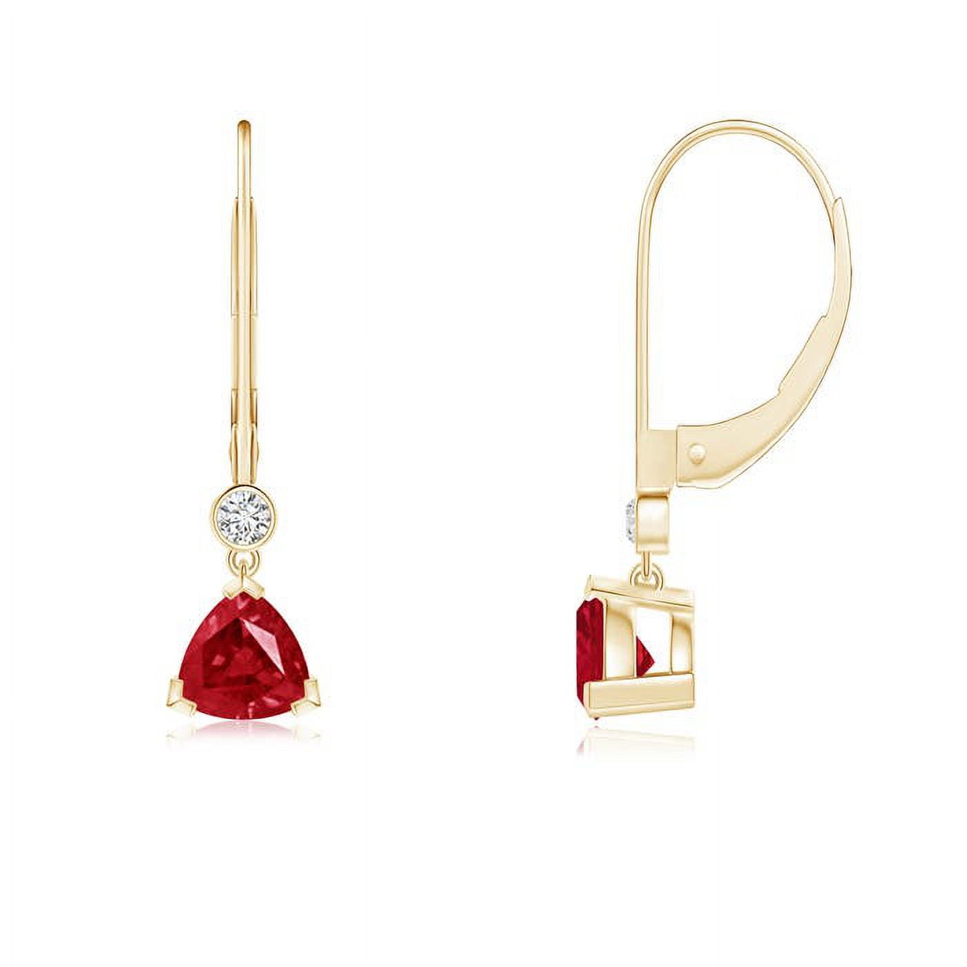 ANGARA Natural V Prong-Set Trillion 1.1 ct Ruby Leverback Drop Earrings in 14K Yellow Gold for ...