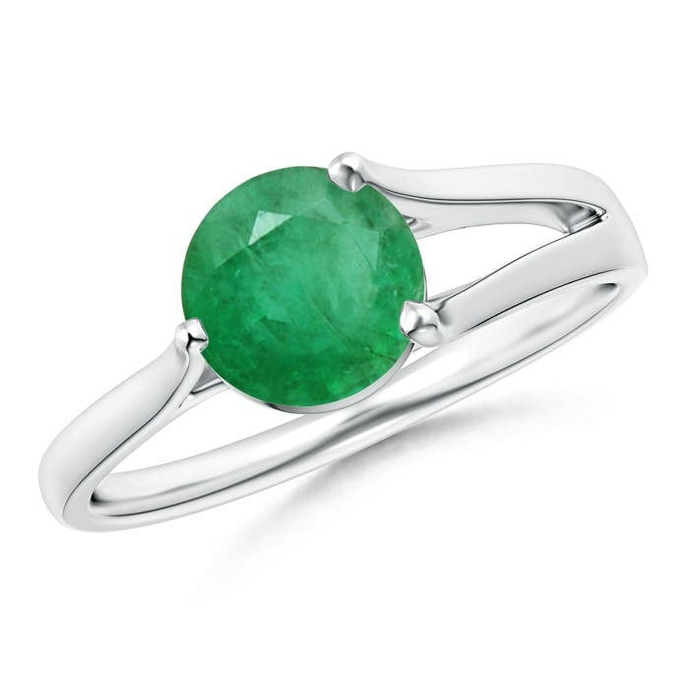 Angara Natural 1.2 Ct. Emerald Solitaire Ring in Sterling Silver for Women (Ring Size: 8.5 ...